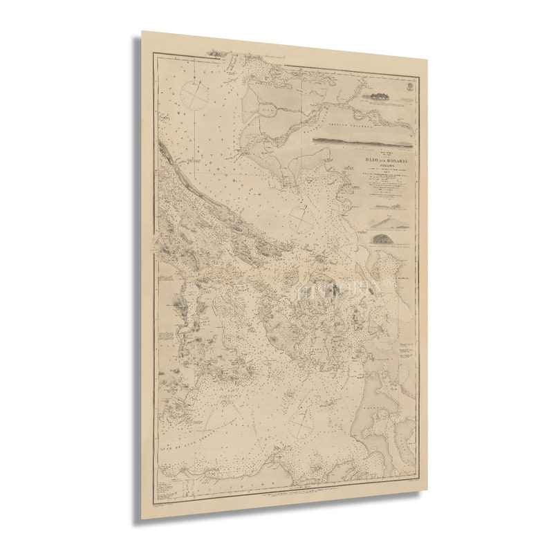 1865 Puget Sound Map Old Map of Puget Sound WA Showing San Juan Island ...