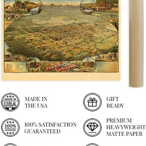 1885 Phoenix Arizona Map - Vintage Map of Phoenix Arizona Wall Art ...