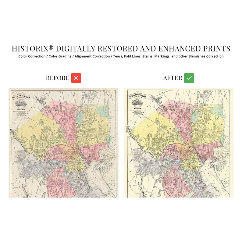 1899 Map of Providence Rhode Island Vintage Providence Map Bird's Eye ...