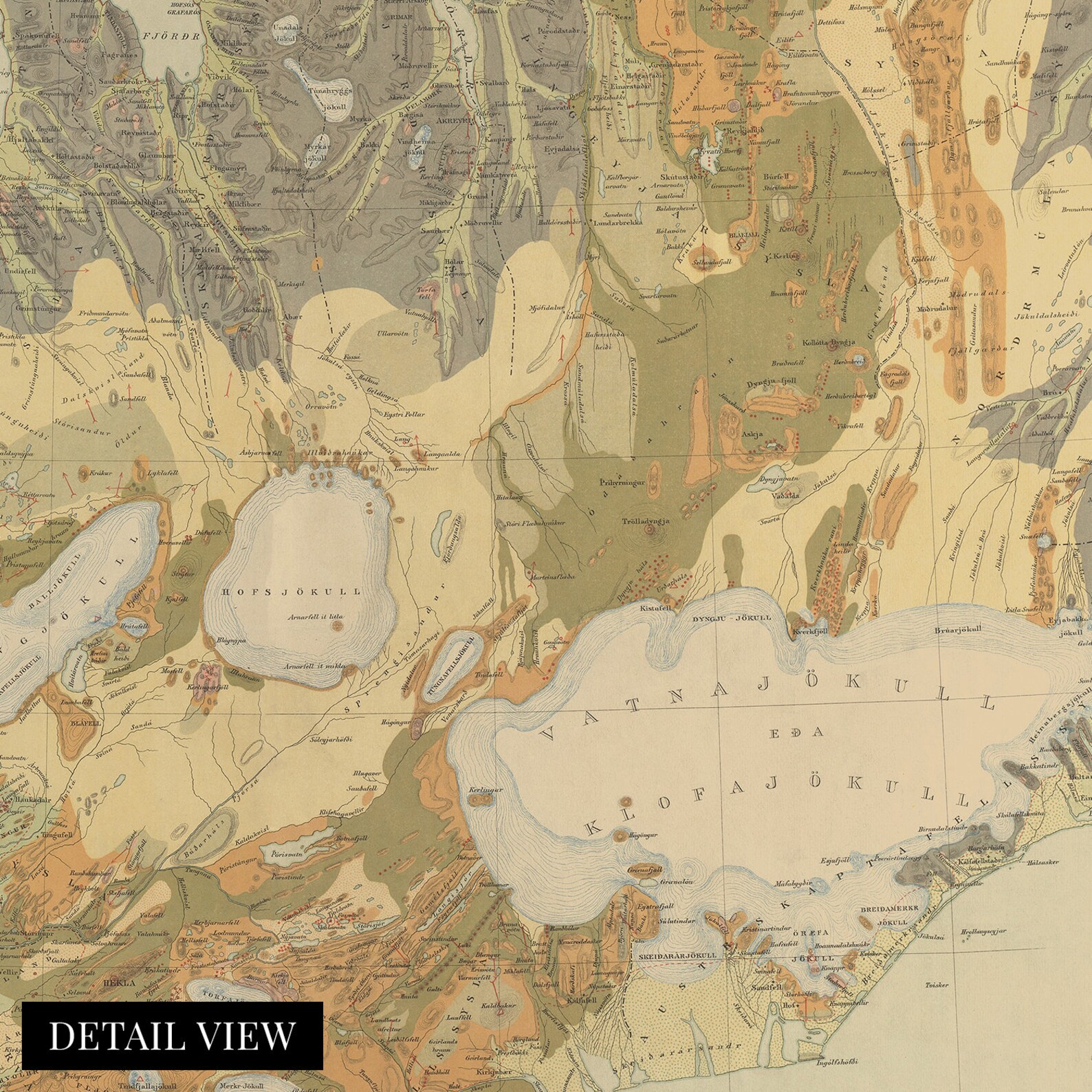 1901 Iceland Map Poster - Geological Map of Iceland Poster - History ...