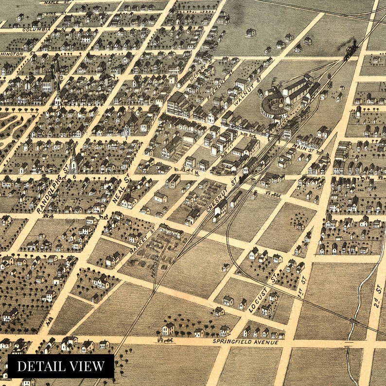 1869 Champaign Illinois Map - Old Champaign City Champaign County ...