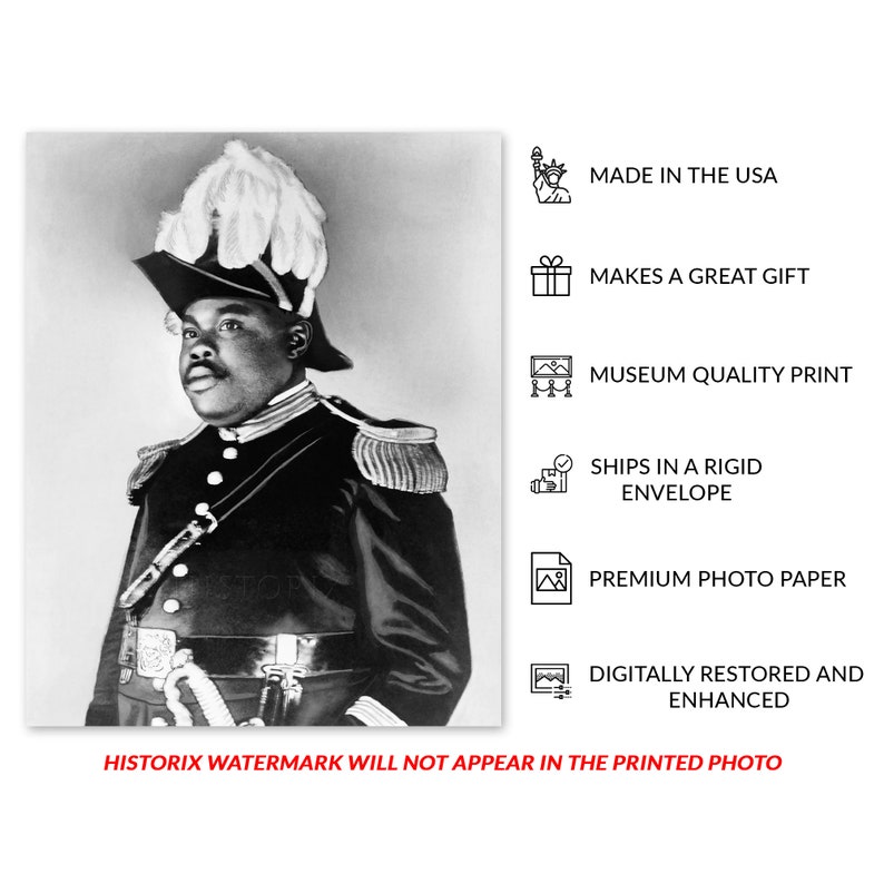 1923 Marcus Garvey Poster Photo - Vintage Portrait Photo of Marcus ...