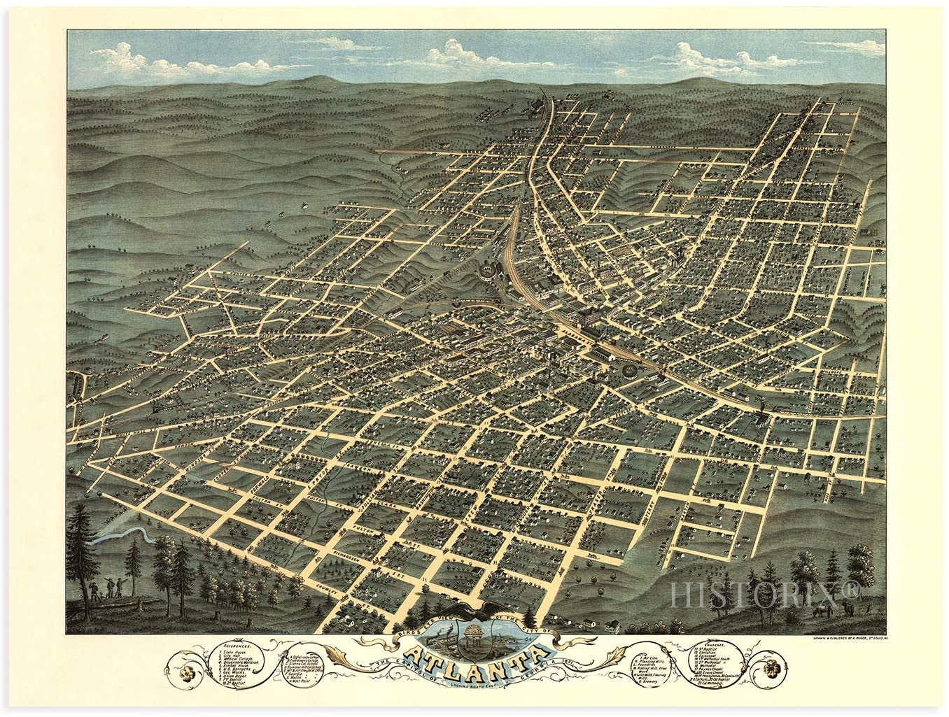 1871 Atlanta Georgia Map Vintage Map of Atlanta GA Wall Art - Etsy