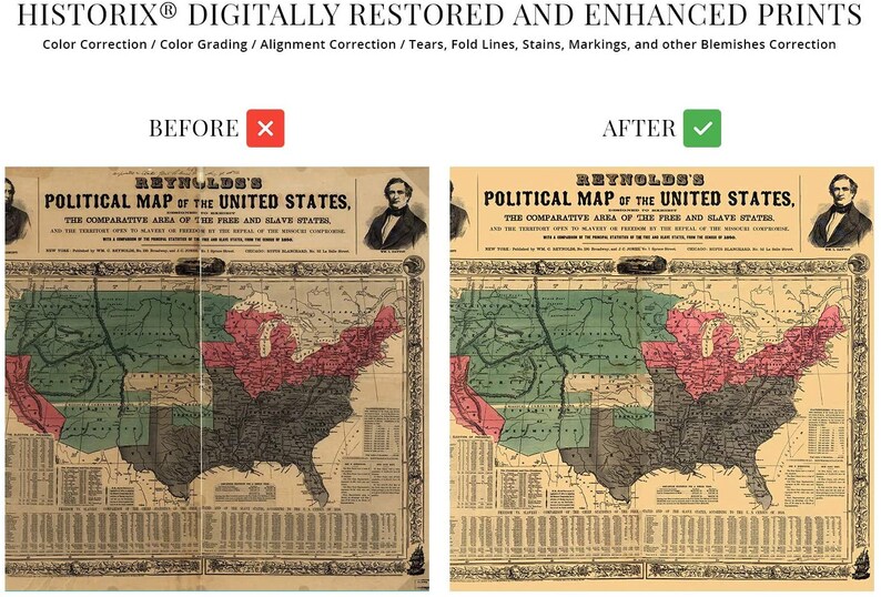 1856 United States Political Map - Pre Civil War Map Displaying Free ...
