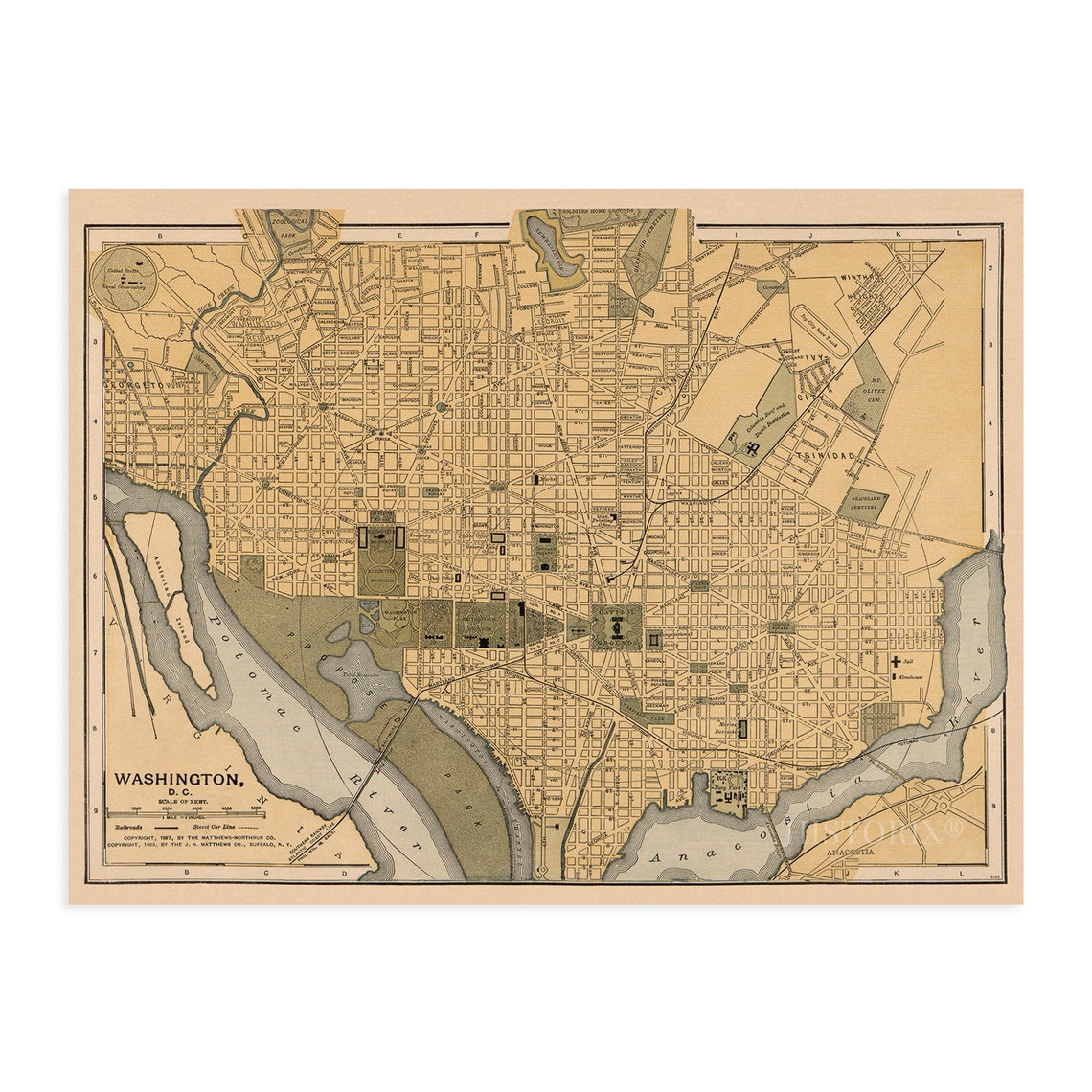 1897 Map of Washington DC Washington DC Vintage Map DC Map - Etsy