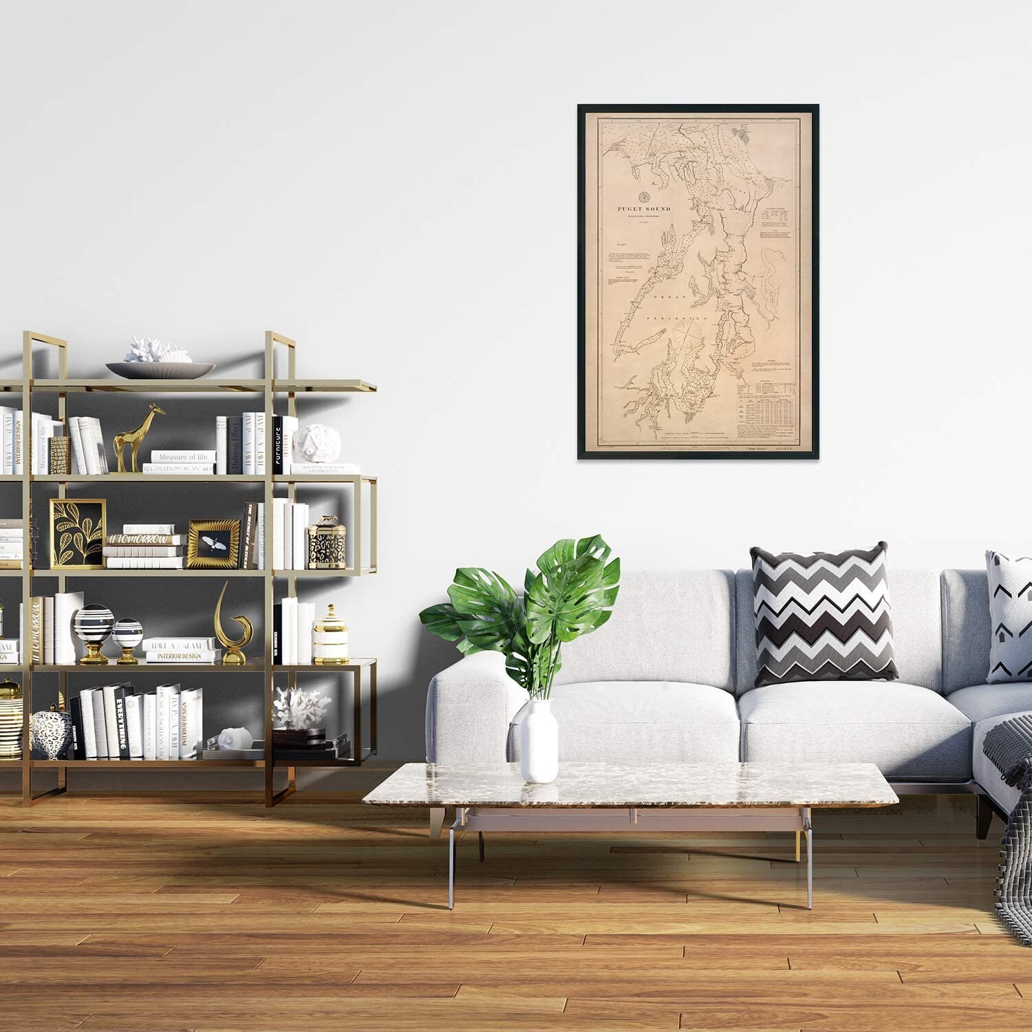 1889 Puget Sound Map Vintage Map of Puget Sound Washington Wall Art ...