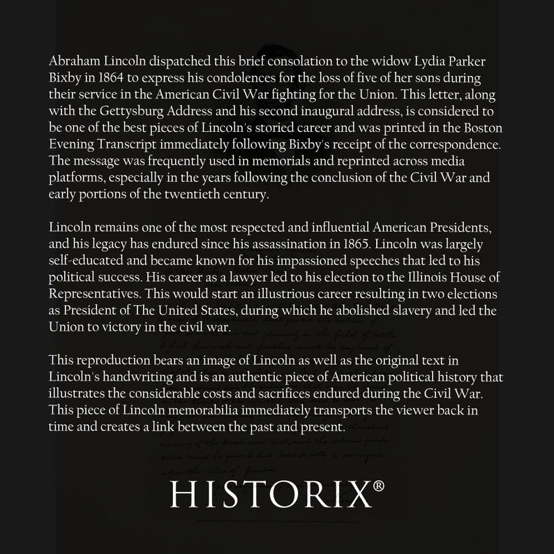 1892 Abraham Lincoln Photo Print - Vintage Letter From President ...