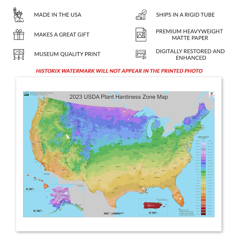 2023 USDA Plant Hardiness Zone Map Poster - USDA Hardiness Zone Map ...