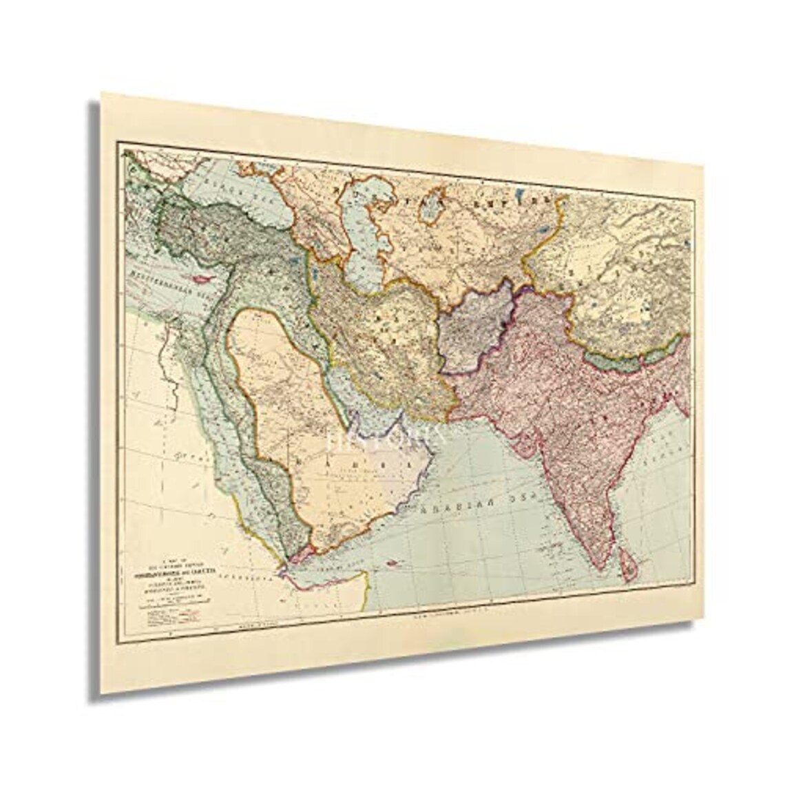 1912 Middle East Map - Old Map of Countries Between Constantinople ...