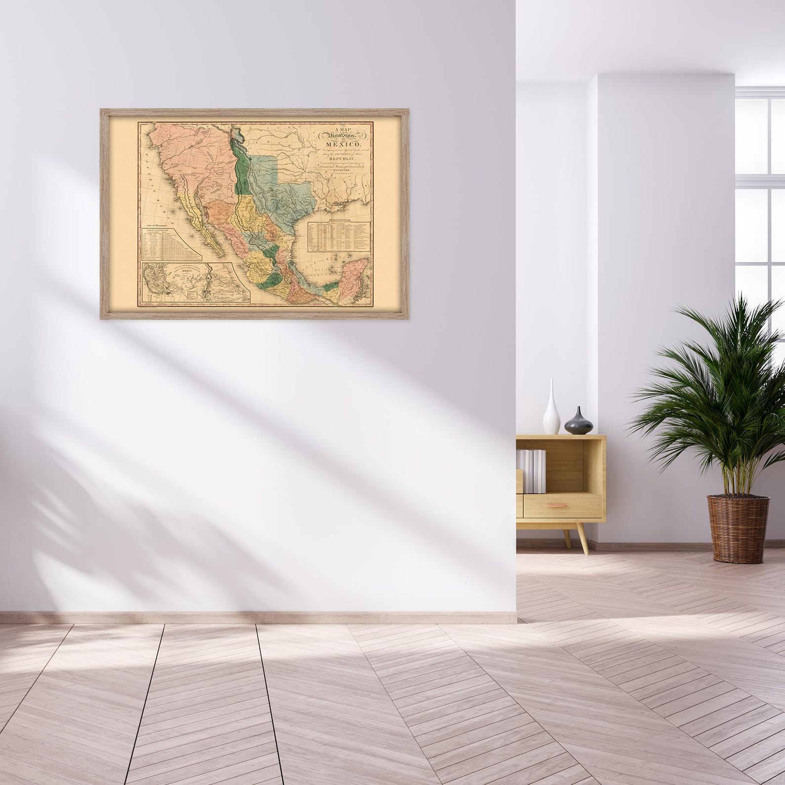1846 Mexico Map - Framed Vintage Mexico Wall Map - History Map of ...
