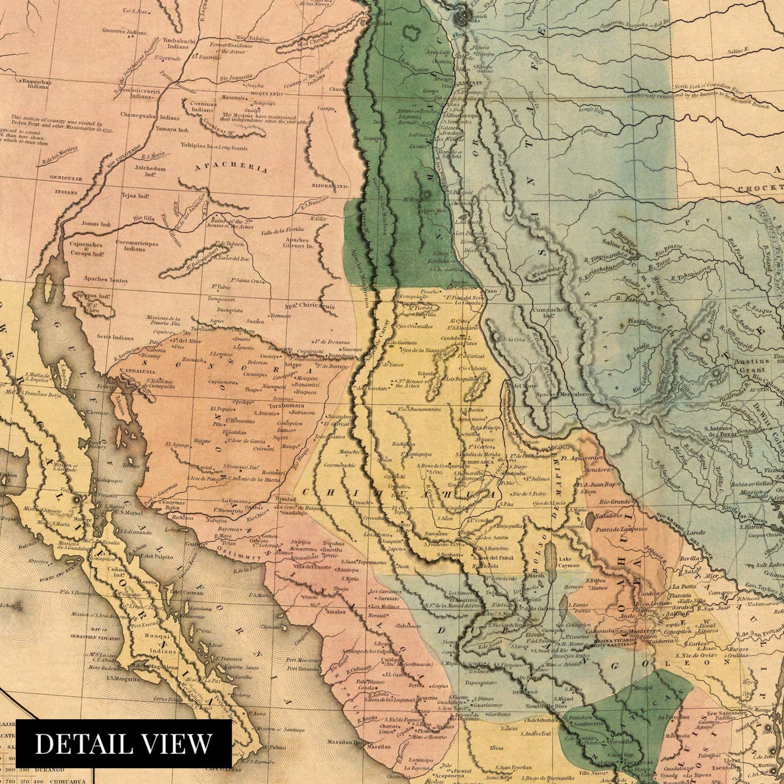 1846 United States of Mexico Map Poster - Vintage Map of Mexico Wall ...