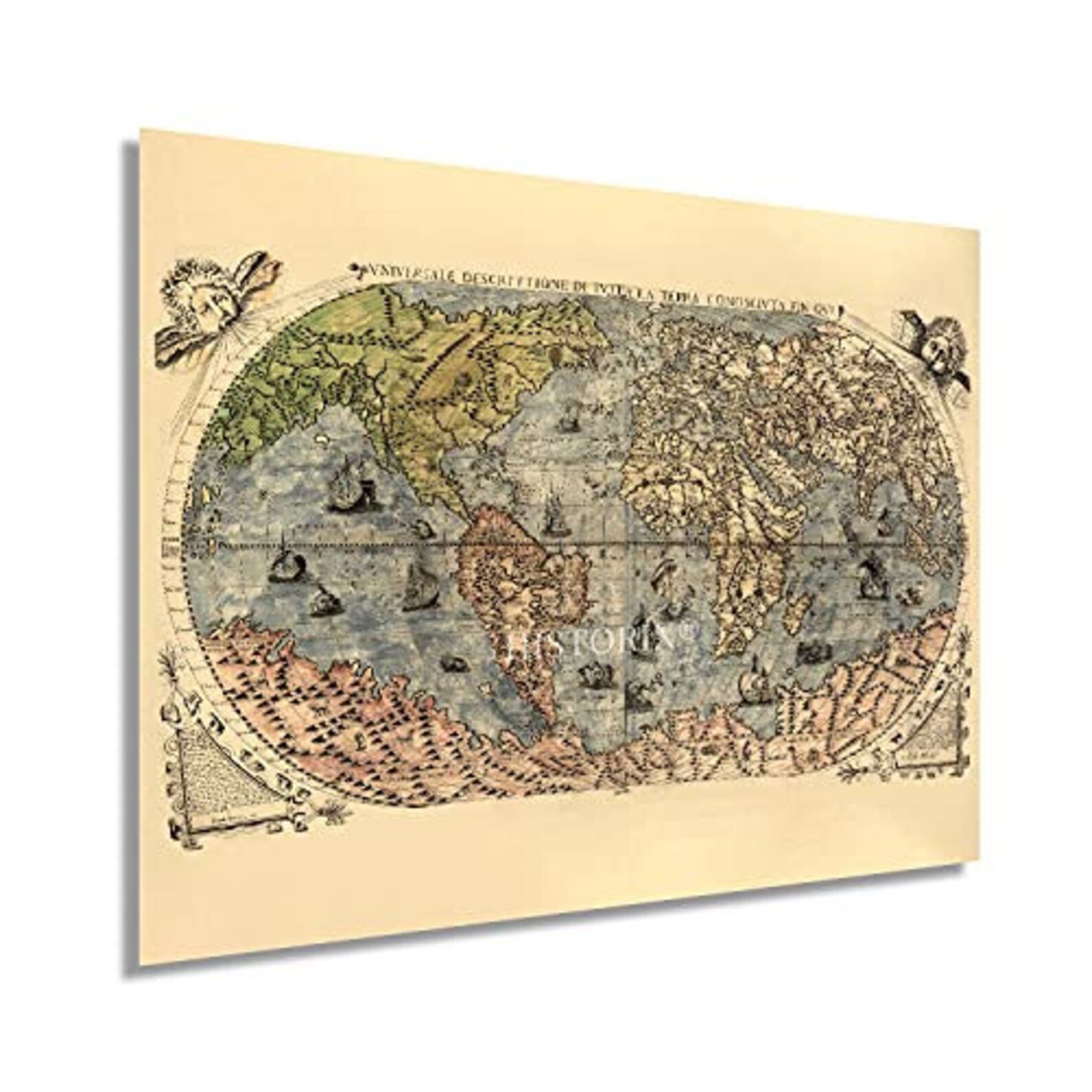 1565 World Map Poster Old Map of the World History Map of the Universal ...