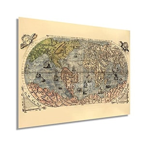 1565 World Map Poster - Old Map of the World - History Map of the ...