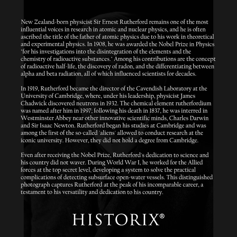 1900 Sir Ernest Rutherford Photo Print - Vintage Photo of Nobel Prize ...