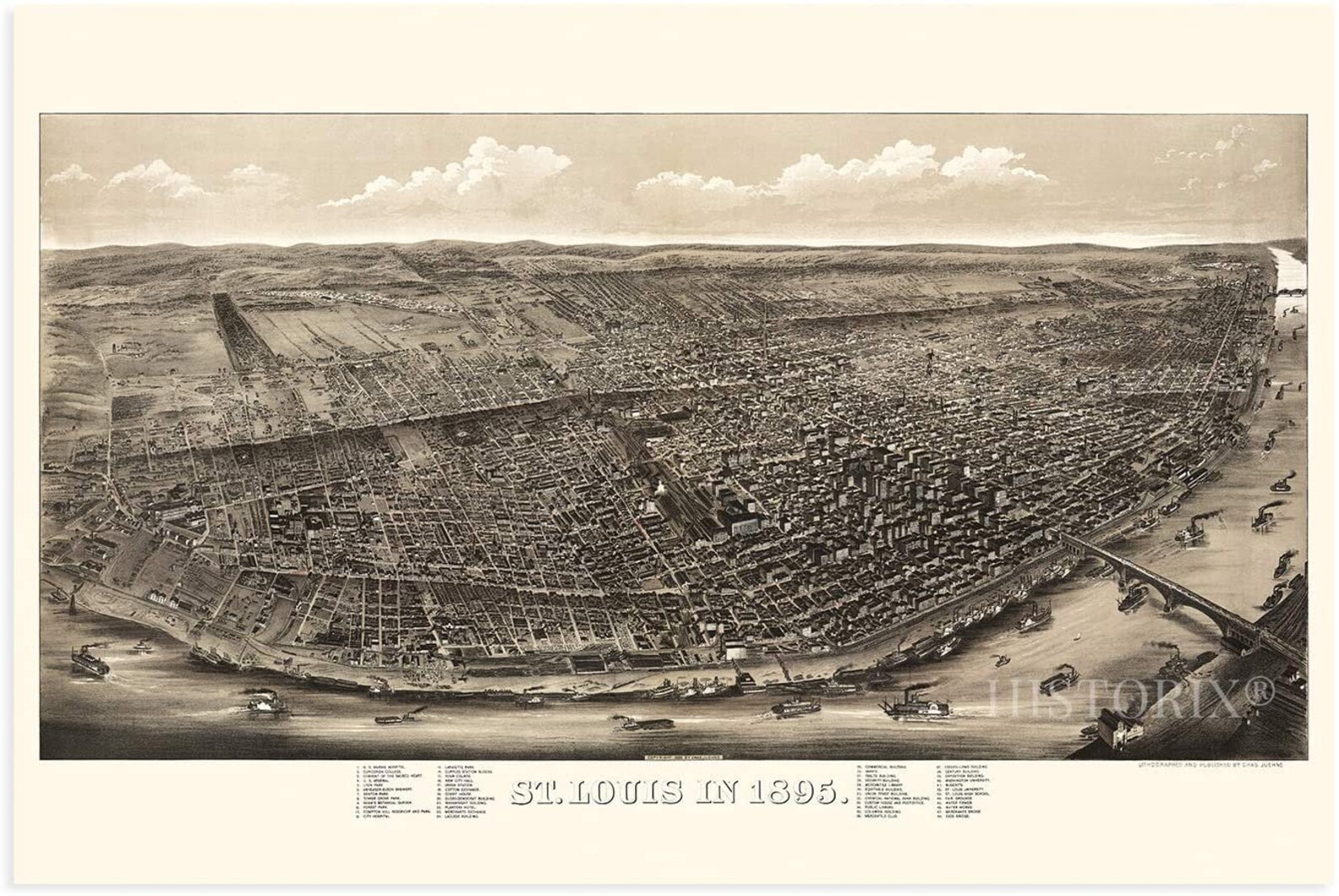 1895 Saint Louis Missouri Map Vintage Map of St Louis MO | Etsy