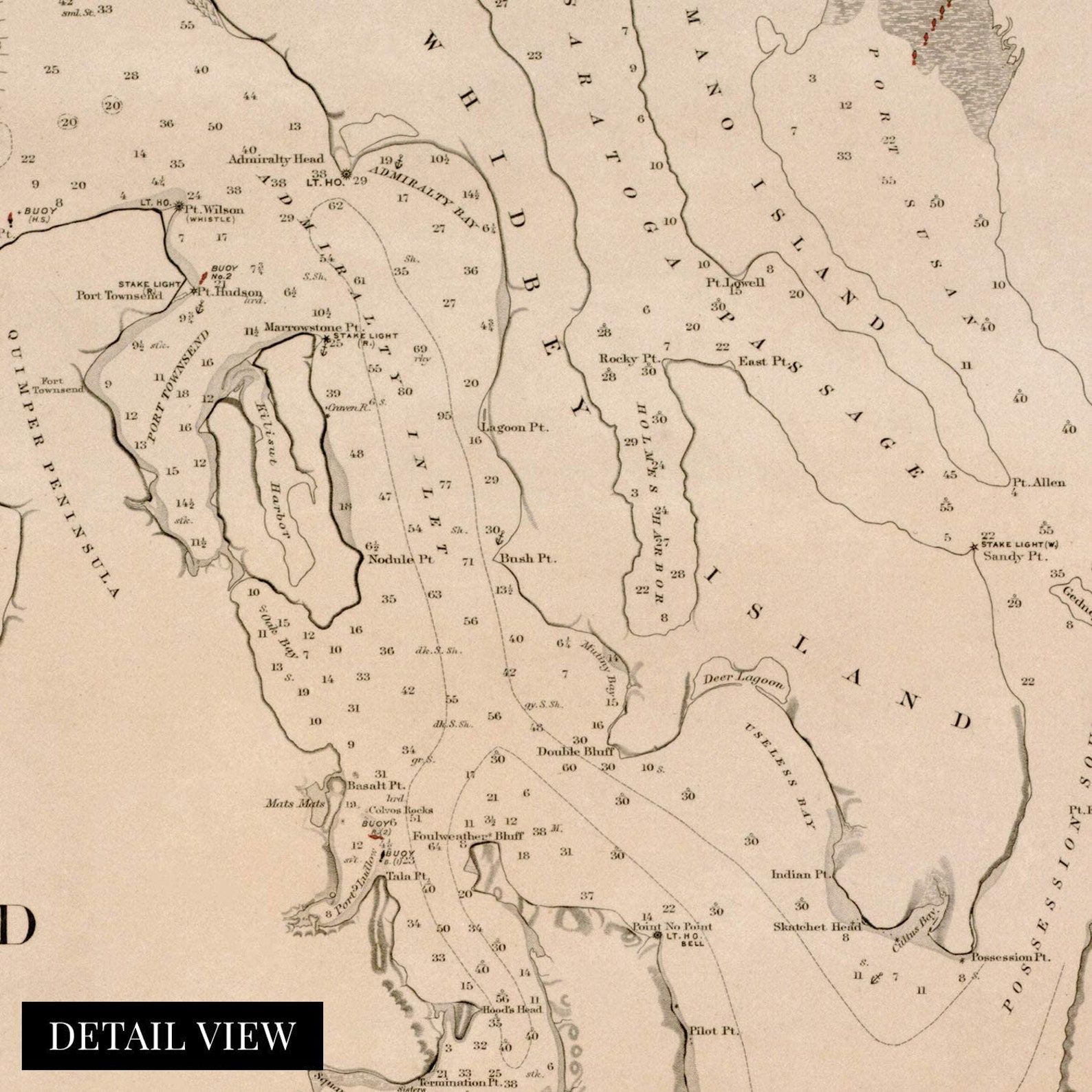 1889 Puget Sound Map - Vintage Map of Puget Sound Washington Wall Art ...
