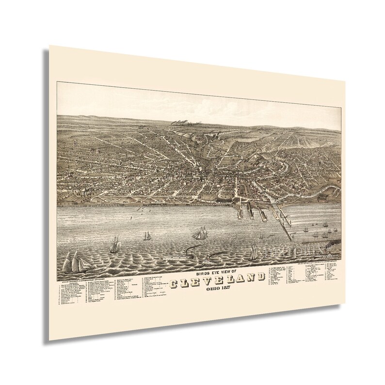 1877 Cleveland Map - Vintage Map of Cleveland Ohio Wall Art - Old ...