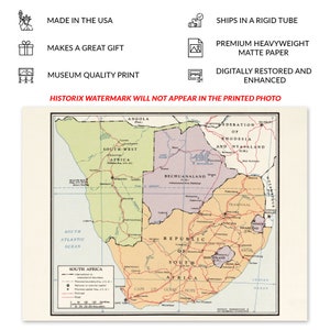 1963 South Africa Map Print - Vintage Map of South Africa Wall Art ...