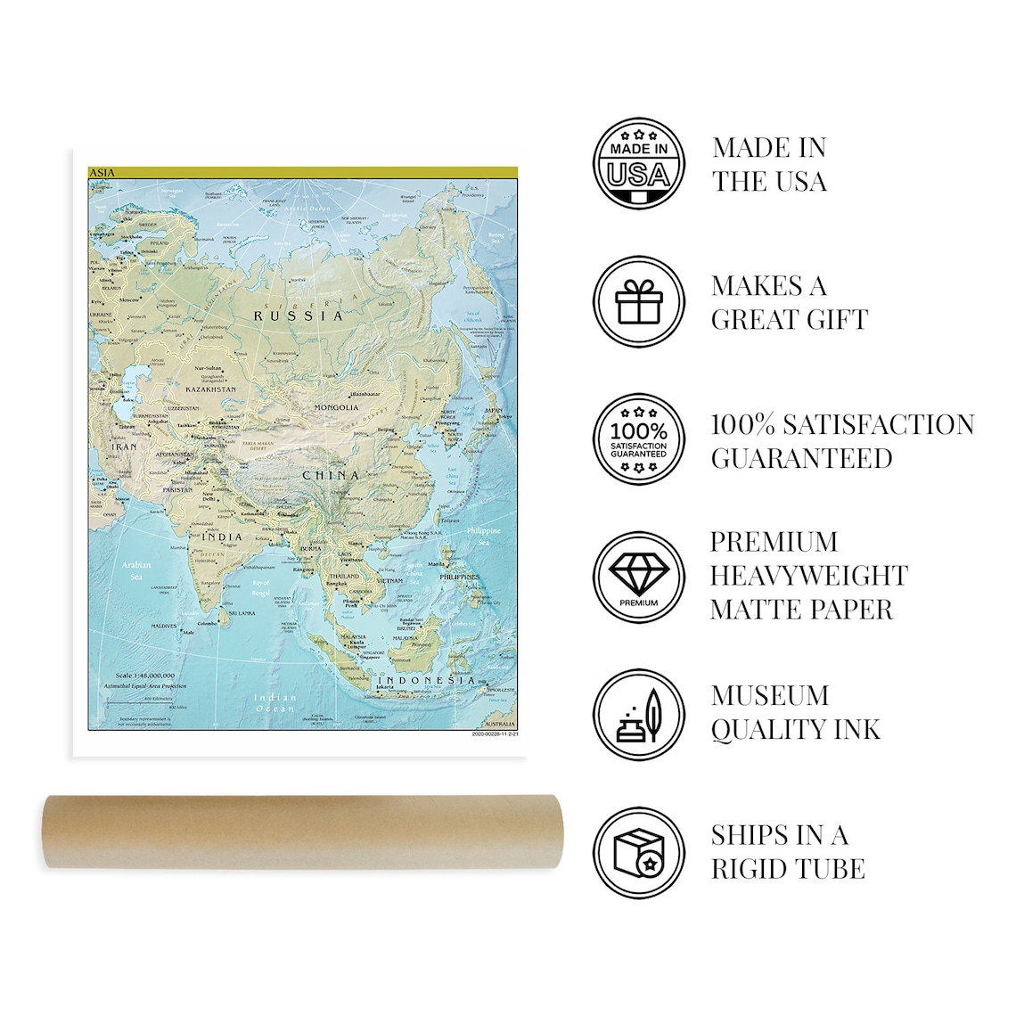 2021 Asia Map Countries of Asia Wall Map Map of Asia Poster Large Asia ...