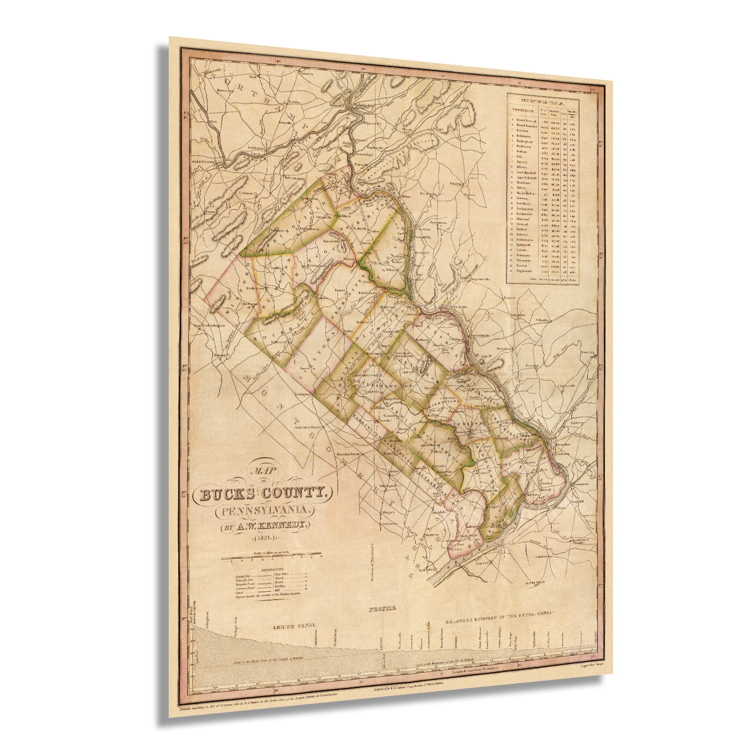 1831 Map of Bucks County Pennsylvania - Vintage Map of Bucks County ...