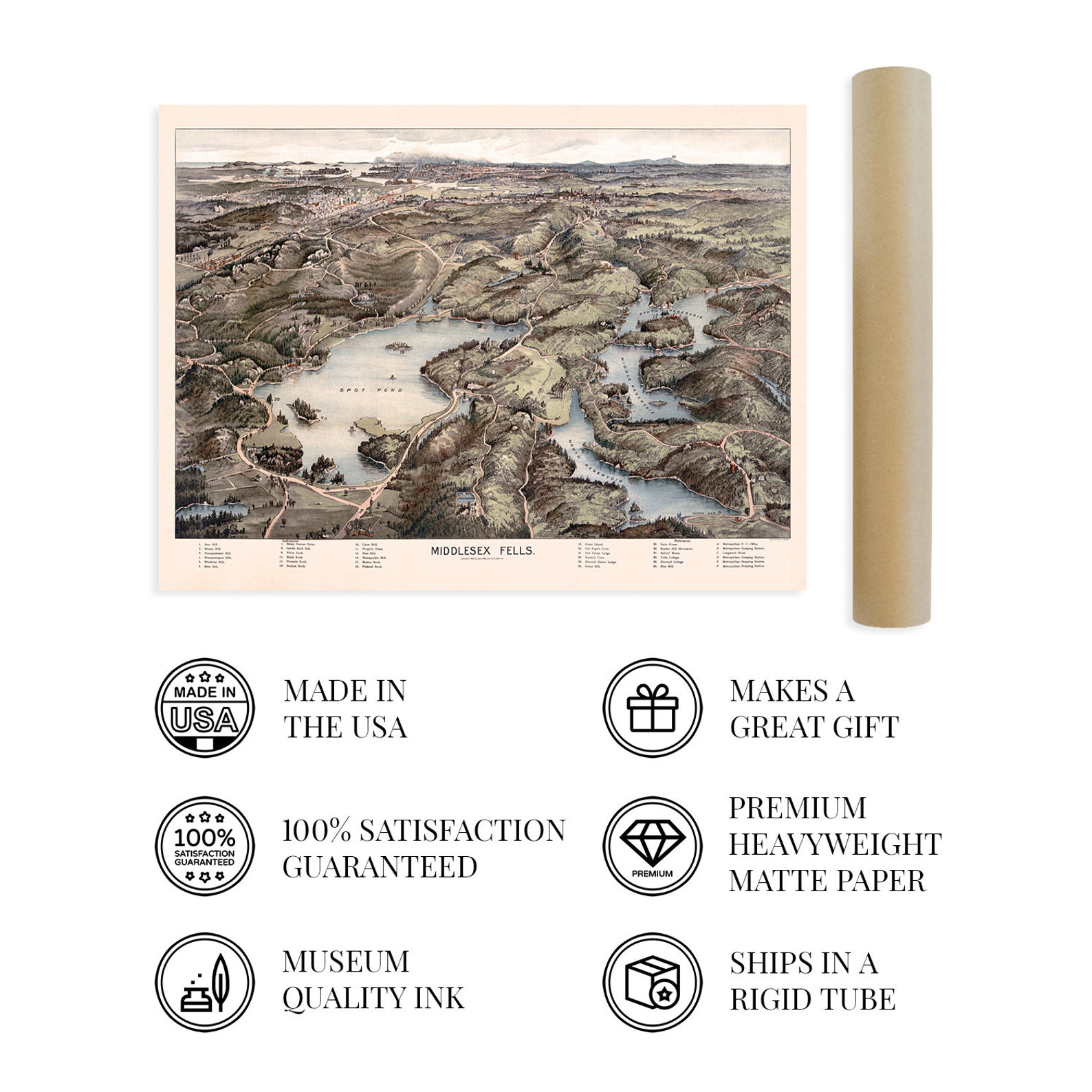 1903 Middlesex Fells Map - Old Middlesex Fells Reservation Map ...