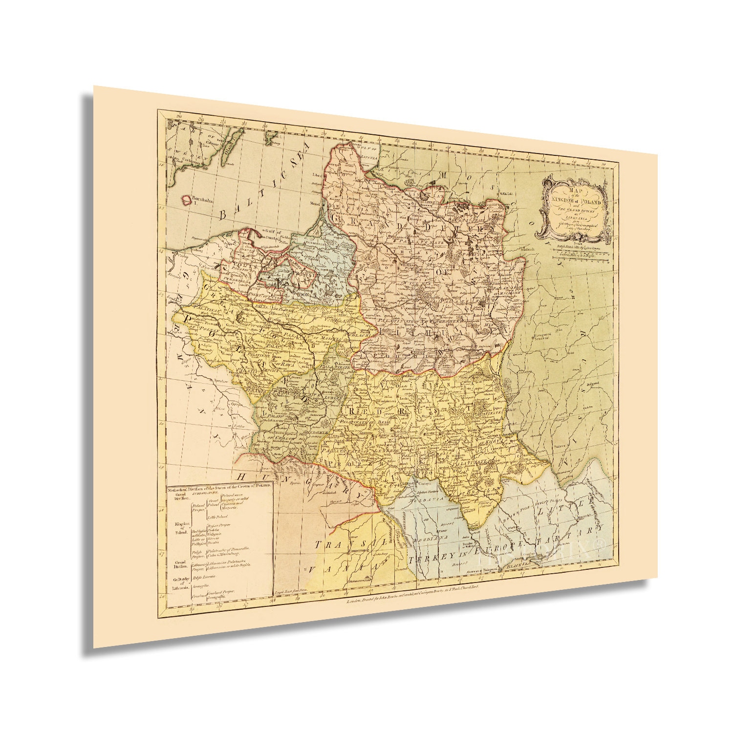 1770 Poland and Lithuania Map Poster - Vintage Map of Kingdom of Poland ...
