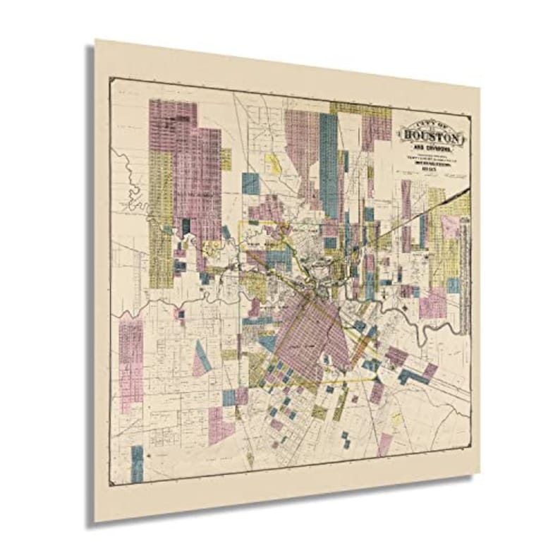 1895 Houston City Map - Old Houston Texas Map - History Map of Houston ...