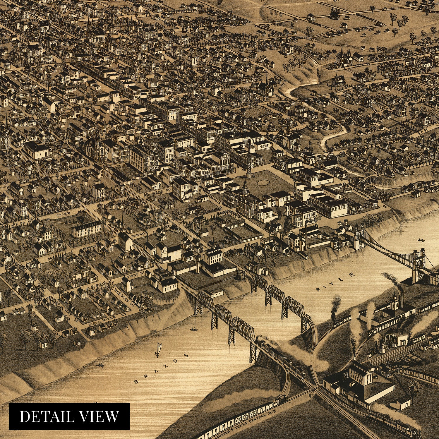 1886 Waco Texas Map - Map of Waco Mclennan County Map - History Map of ...