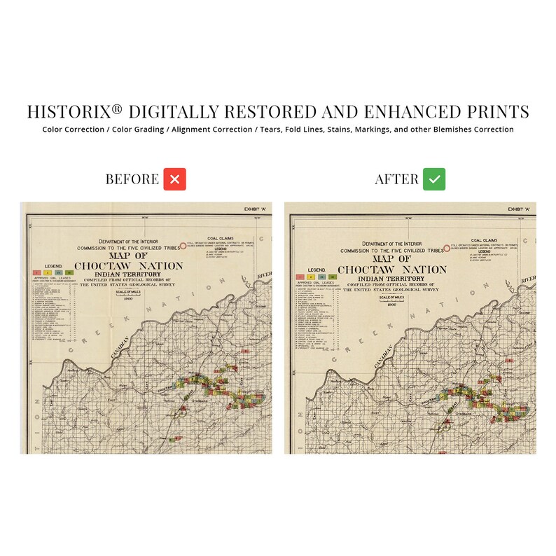 1900 Choctaw Nation Indian Territory Map Vintage Map of - Etsy