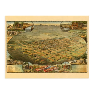 1885 Phoenix Arizona Map Vintage Map of Phoenix Arizona Wall - Etsy