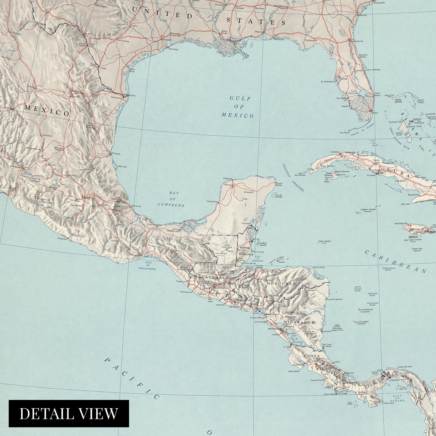1961 Caribbean America Map - Vintage Caribbean Map - History Map of the ...