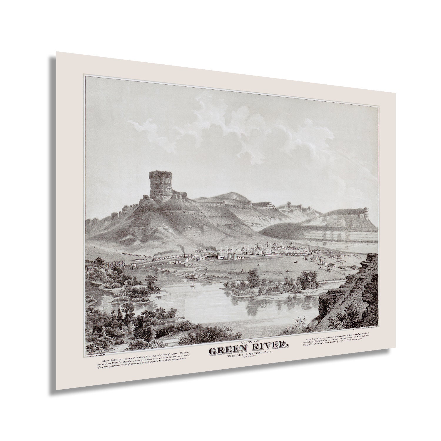 1875 Green River Wyoming Map Poster - Old Green River Wyoming Wall Art ...