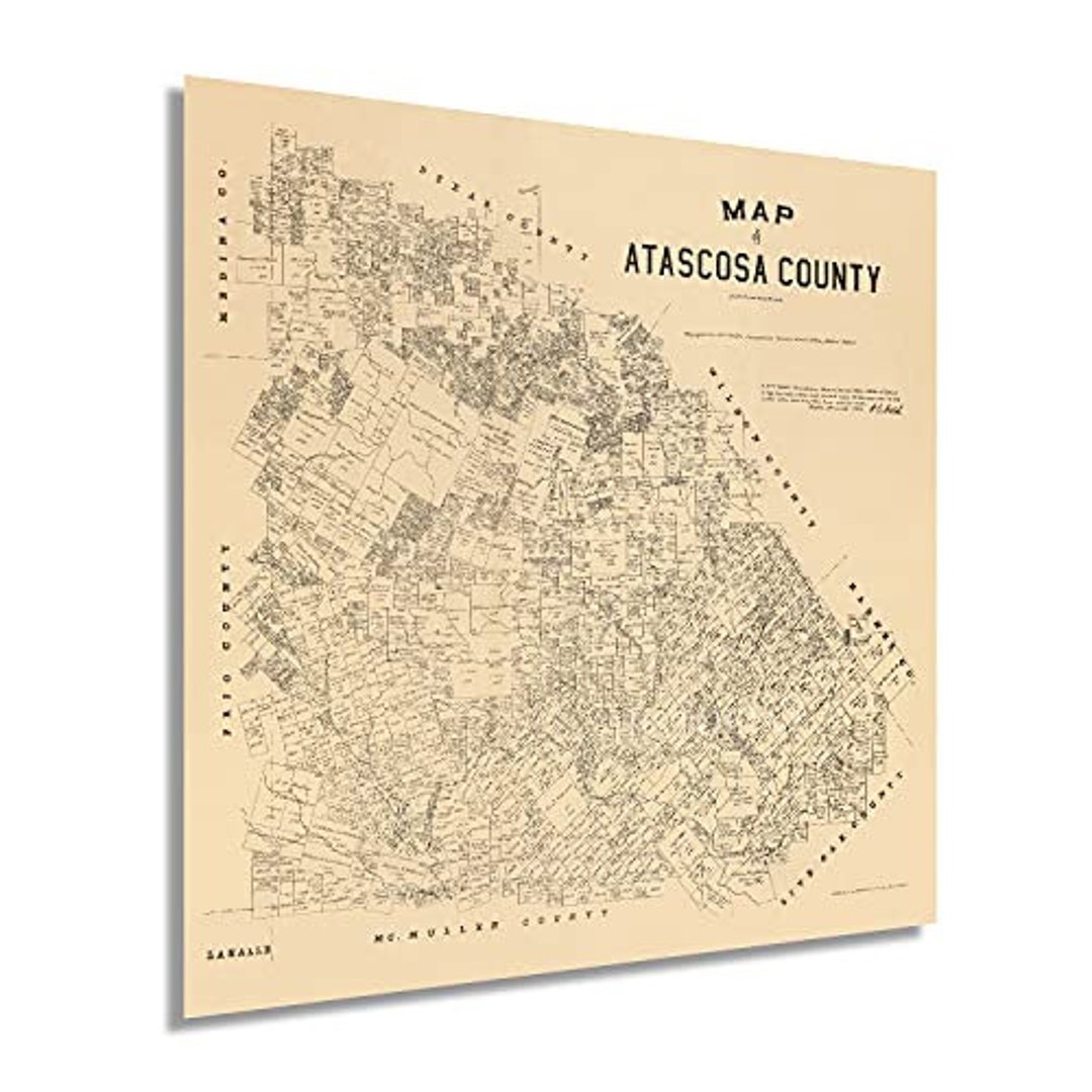 1879 Atascosa County Texas Map - Vintage Map of Atascosa County ...