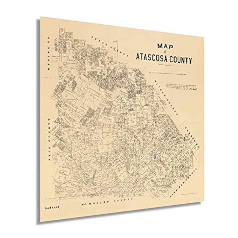 1879 Atascosa County Texas Map - Vintage Map of Atascosa County ...