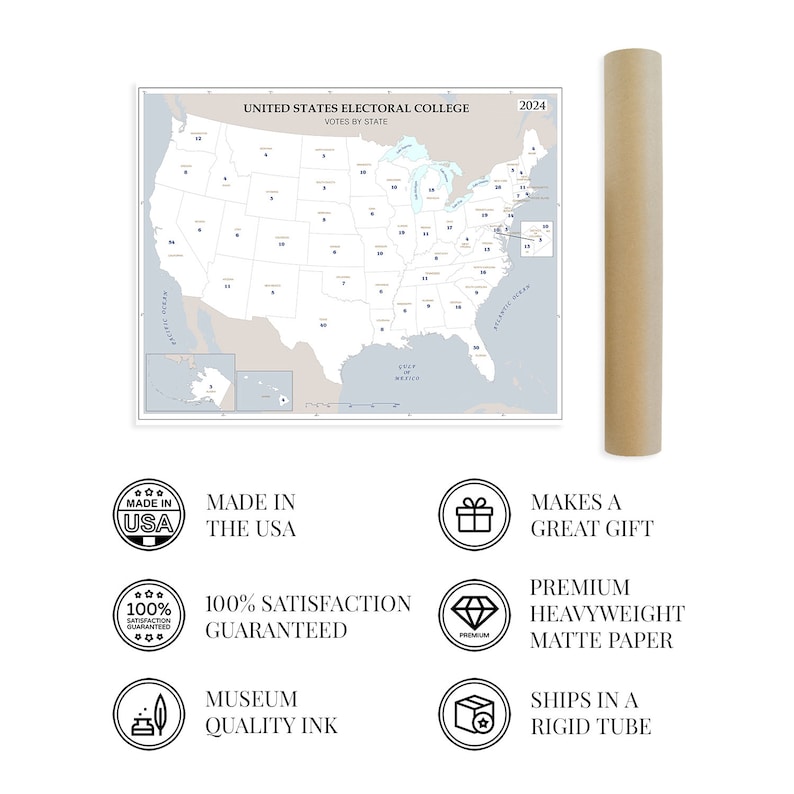 2024 Updated United States Electoral College Votes by State Map Poster ...