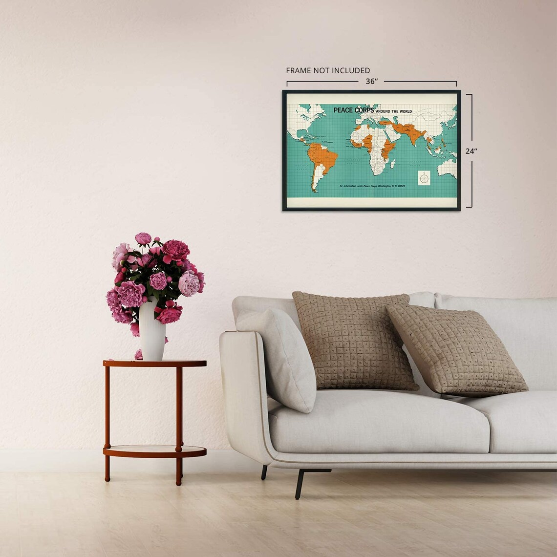 1966 Map of Peace Corps Around the World Vintage Map of Peace Corps ...