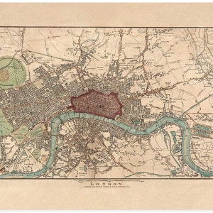 1815 London England Map Poster - Vintage Map of London Wall Art ...