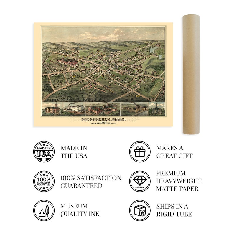 1879 Foxborough Massachusetts Map - Vintage Map of Foxborough Wall Art ...