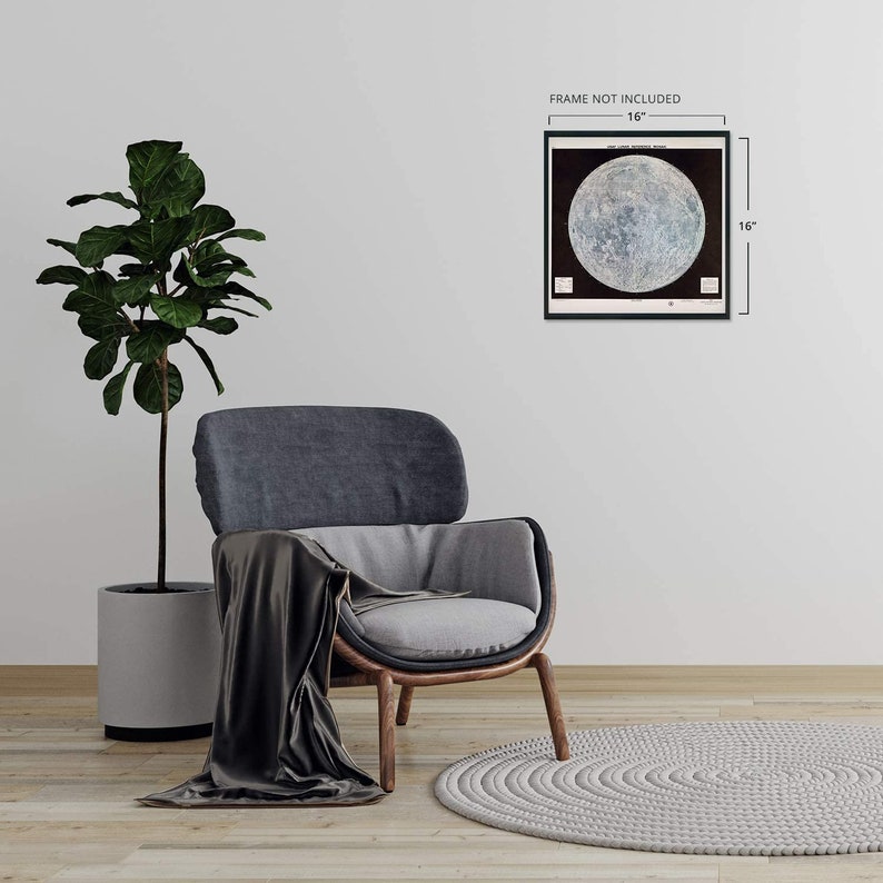 1966 Lunar Moon Map Poster - Lunar Map - Moon Poster Vintage Map With ...