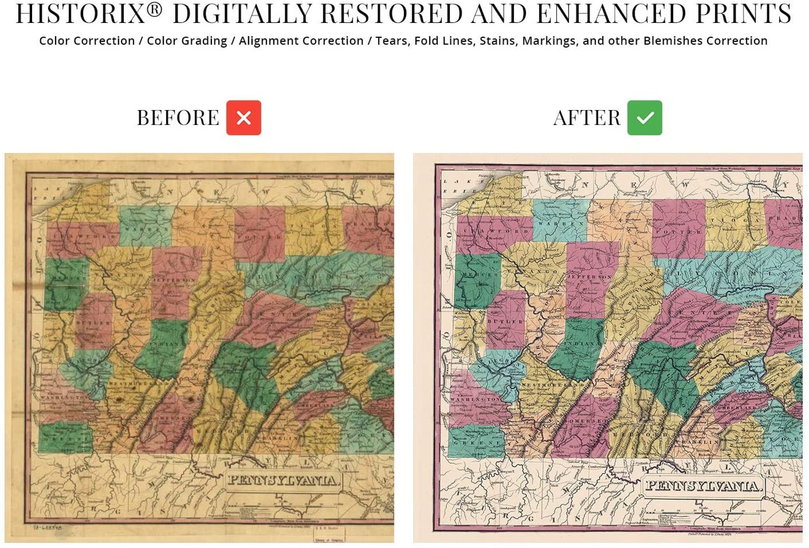 1829 Pennsylvania State Map - Vintage Map Pennsylvania Wall Art - Map ...