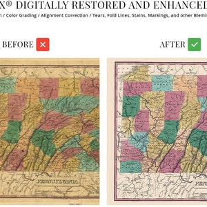 1829 Pennsylvania State Map - Vintage Map Pennsylvania Wall Art - Map ...