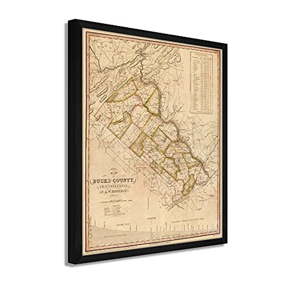 1831 Bucks County Pennsylvania Map - Framed Vintage Bucks County Map ...