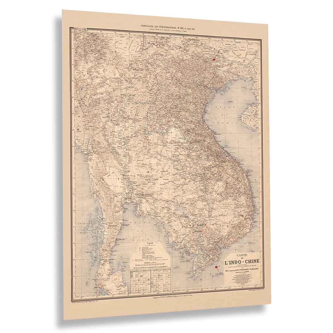 HISTORIX Vintage 1895 Indochina Map Print Vintage Map of Indochina ...