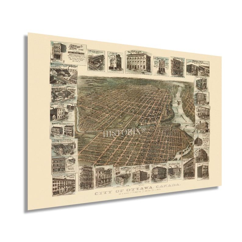 1895 Ottawa Ontario Canada Map Old Map of Ottawa History - Etsy