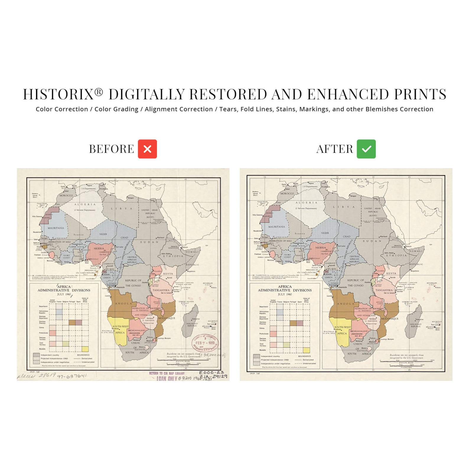 1960 Africa Map - Vintage Map of Africa Administrative Divisions ...