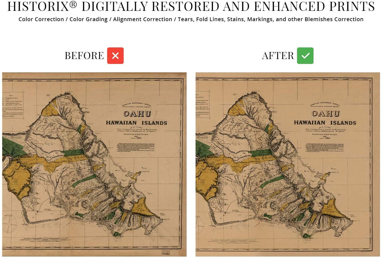 1881 Oahu Hawaii Vintage Map - Vintage Map of Oahu Hawaii Wall Art ...