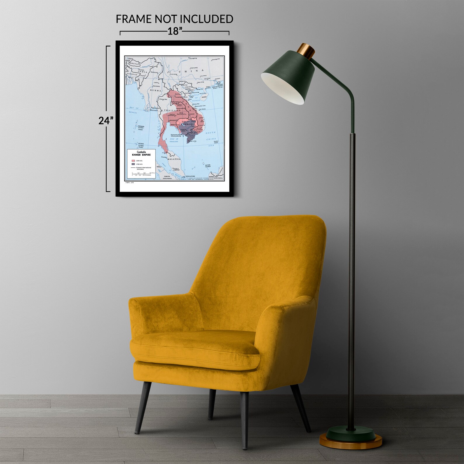 1970 Khmer Empire Cambodia Map Print - Vintage Map of the Khmer Empire ...