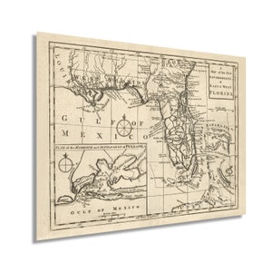 1763 East & West Florida Map - Vintage Map Wall Art - A Map of the New ...