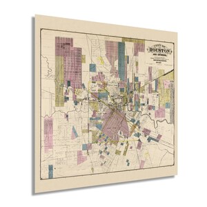 1895 Houston City Map - Old Houston Texas Map - History Map of Houston ...
