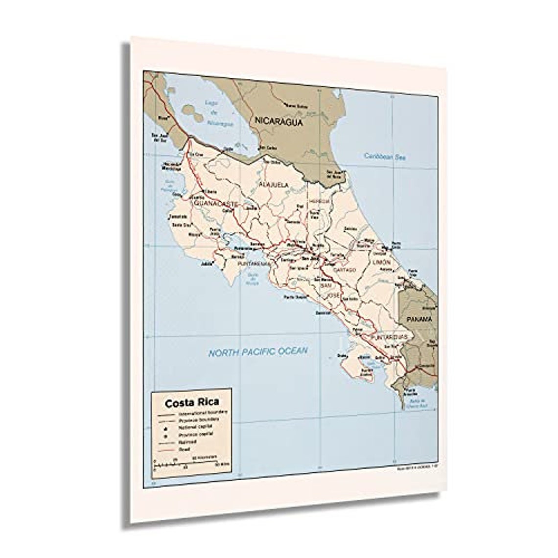 1987 Costa Rica Map Old Wall Map of Costa Rica History Map of San Jose ...